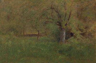 George Inness | Sunset on a Meadow (1878) | MutualArt