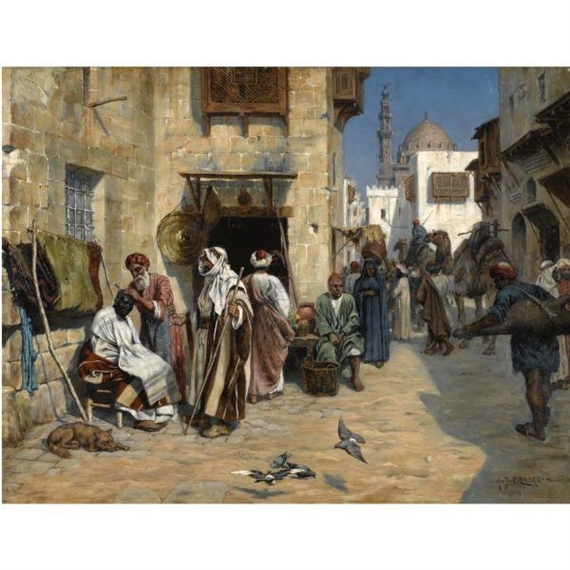 Albert Josef Franke | The Barber's Shop (1886) | MutualArt