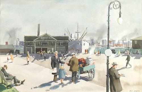 Paul Sample | View along a New York Waterfront | MutualArt