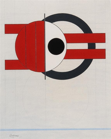 Wim Sinemus | Composition in red and black (1975) | MutualArt