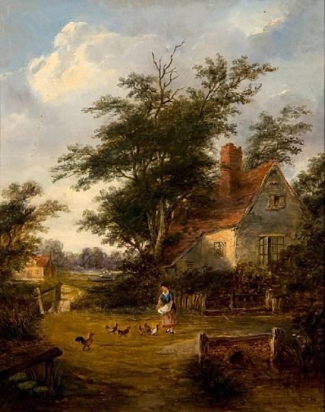 Robert Burrows | Feeding the chickens | MutualArt