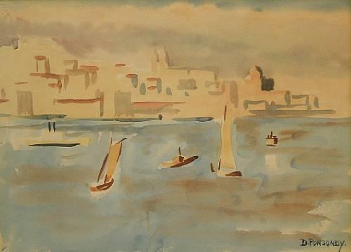 David Ponsonby | 2 works: Riverscape with boats | MutualArt