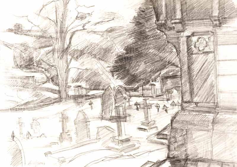 Graveyard Pencil Drawings