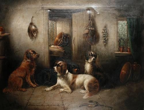 Edward Armfield | Dogs in an interior (1869) | MutualArt