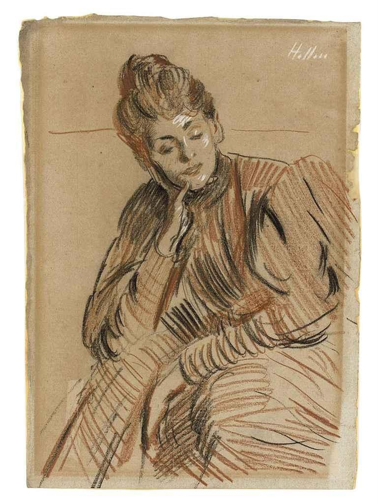 Paul César Helleu | Paulette endormie sur les genoux de sa mère | MutualArt