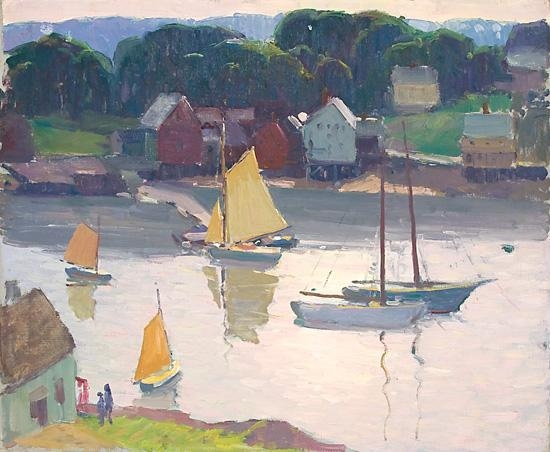 Carl William Peters | Overview of Bay at Sunset, Gloucester | MutualArt