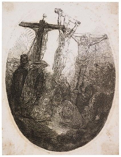 Rembrandt van Rijn | Christ Crucified between the Two Thieves: An Oval Plate (Circa 1641 ...
