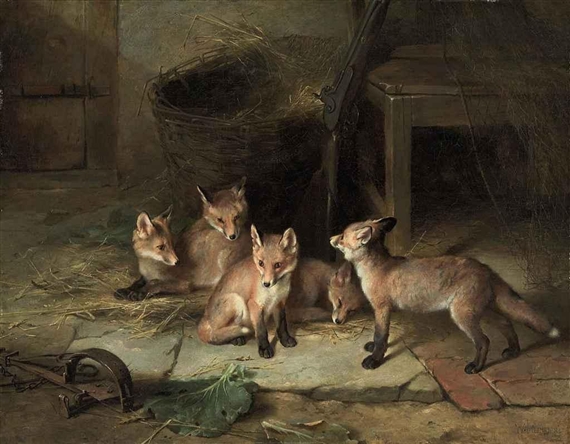 Walter Hunt | Fox Cubs (1884) | MutualArt