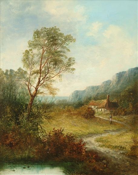 William Stone | A winter landscape with Figures on a path near a ...