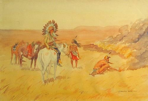 Leonard Howard Reedy | Sioux burning Crow Buffalo Range; Cowboy ...