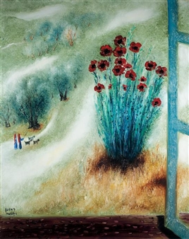 Rubin Reuven | Vase and flowers on a window sill (1960s) | MutualArt