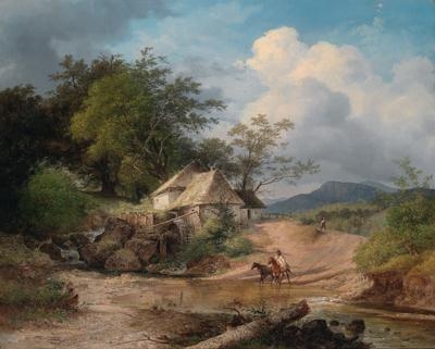 Josef Feid | Landscape with Farmer’s Cottage and Decorative Figures ...