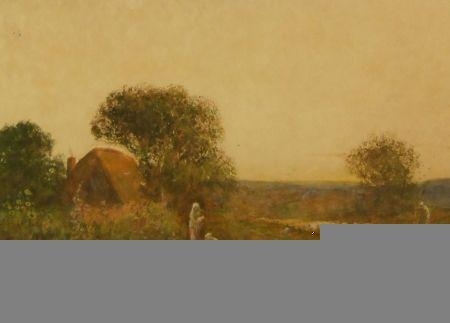 Frederick Hines | Rural Landscape with Figures and Sheep (1922) | MutualArt