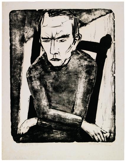 Max Kaus | Sitzender Mann (Walter Gramatté) (1920) | MutualArt