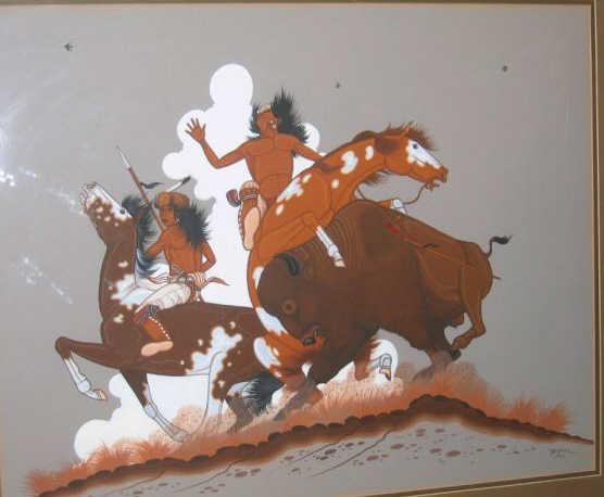 Beatien Yazz | Native Americans on Horseback and Buffalo | MutualArt