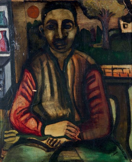 Charles Sebree | Portrait of a Man with Red Shirt | MutualArt