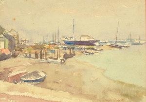 Gyrth Russell | Beached vessels by a harbour | MutualArt