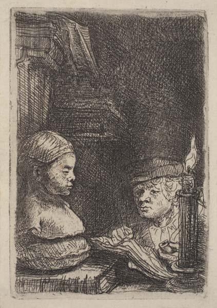 Rembrandt van Rijn | Man Drawing From A Cast (1641) | MutualArt
