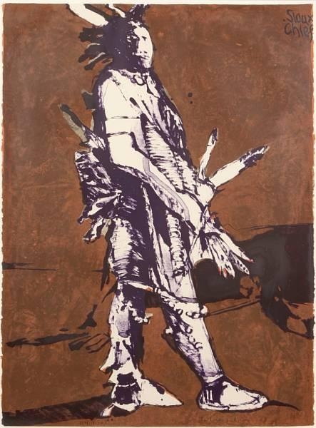 Fritz Scholder | Indian Portrait with Tomahawk (1975) | MutualArt