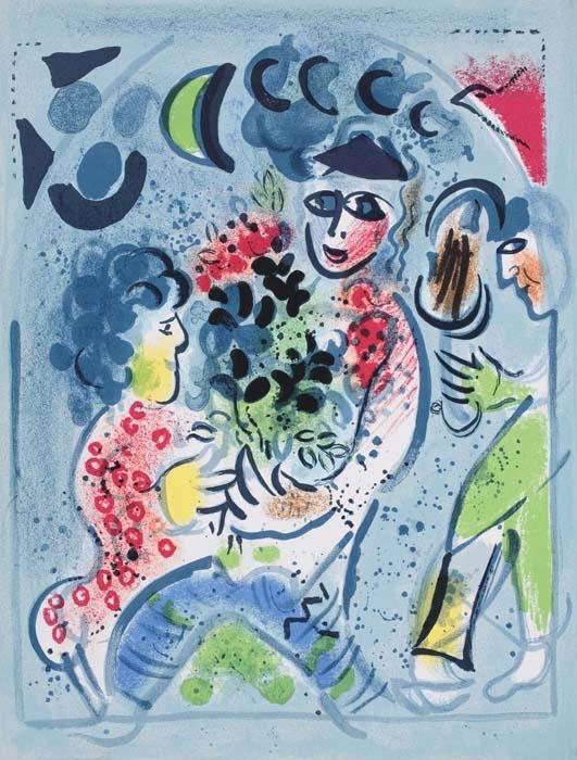 Marc Chagall | Lovers with Red sun (1960) | MutualArt