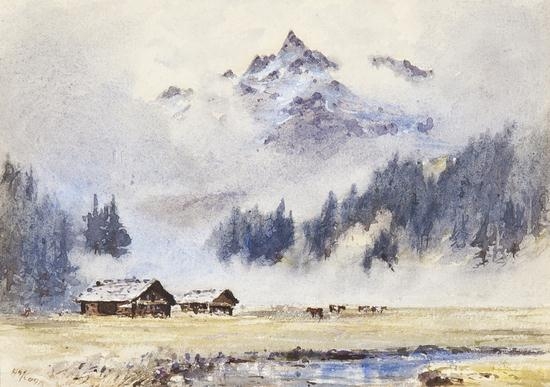 Herbert Moxon Cook | Alpine view with mist clearing | MutualArt
