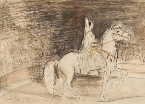 Dame Laura Knight | Circus ring with horse and rider (1933) | MutualArt
