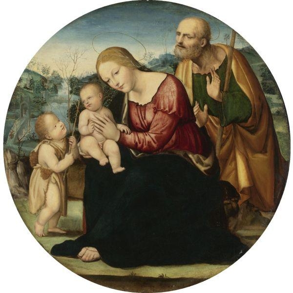Giovanni Antonio Bazzi | The Holy Family with the Infant Baptist in a ...