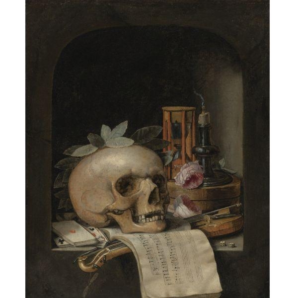 Simon Renard de Saint-Andre | Vanitas Still Life with a Wreathed Skull ...