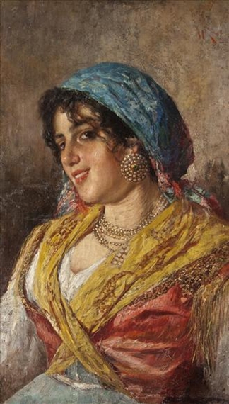 Giuseppe Giardiello | Portrait of a young Neapolitan woman | MutualArt