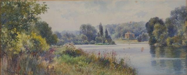 Claude Rowbotham | River Kennet with country house in the distance ...