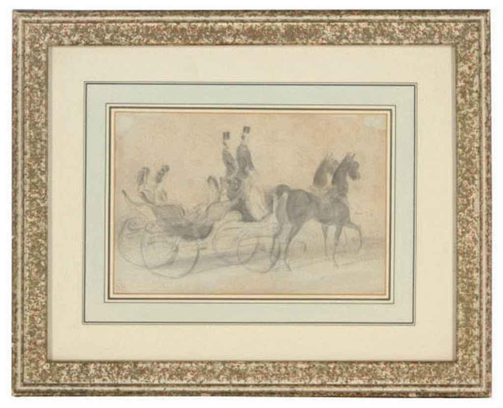 Constantin Guys | Elegant ladies in a horse and carriage | MutualArt