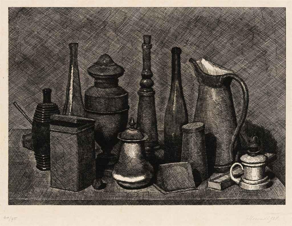 Giorgio Morandi | Grande natura morta con la lampada a destra (1928 ...