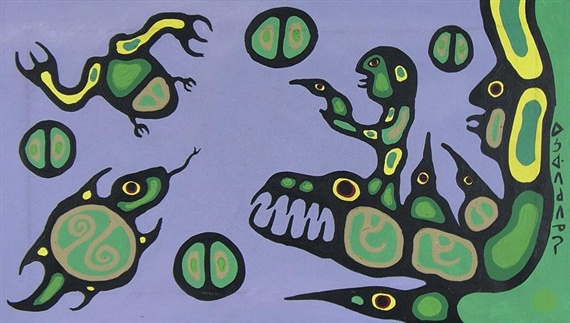 Norval Morrisseau | SHAMAN AND ANIMAL SPIRITS (1977) | MutualArt