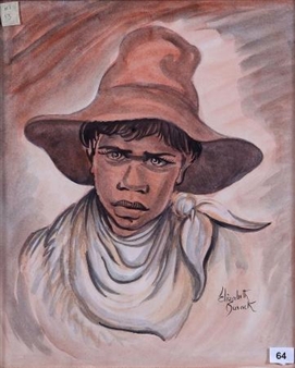 Elizabeth Durack | Aboriginal Boy with Scarf and Hat | MutualArt