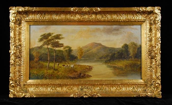 George Thompson | COWS GRAZING BY A MOUNTAIN RIVER | MutualArt