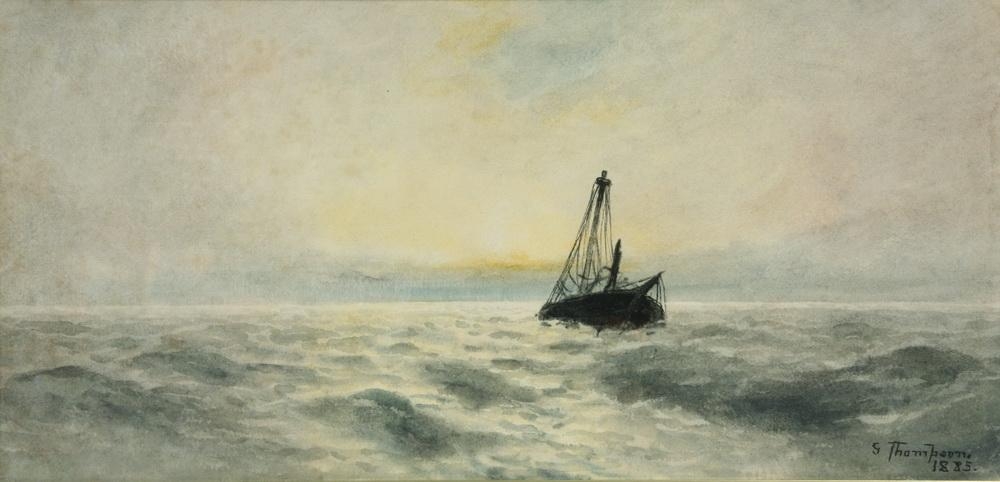 S. Thompson | Foundered Ship Under Milky Sky (1885) | MutualArt