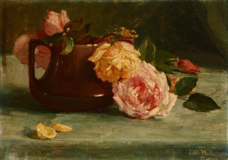 Edith White | Still Life - Pink and White Roses (1895) | MutualArt