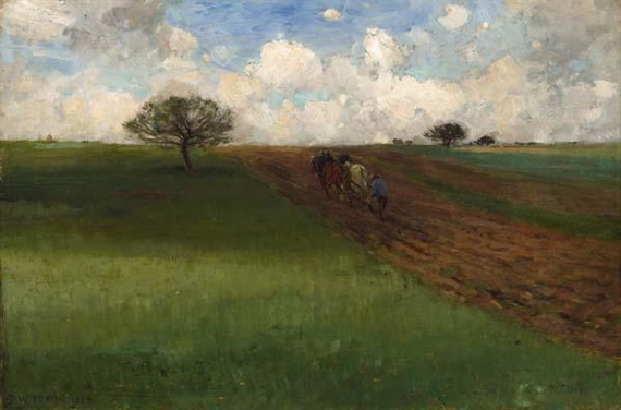 Dwight William Tryon | Tilling the Field (1883) | MutualArt