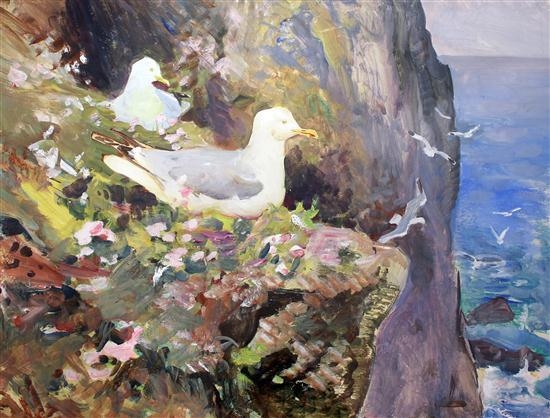 Charles Walter Simpson | Gulls on sea cliffs | MutualArt