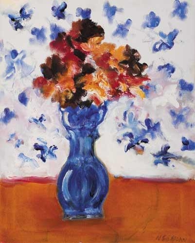 Noel Sheridan | STILL LIFE WITH FLOWERS IN BLUE VASE | MutualArt