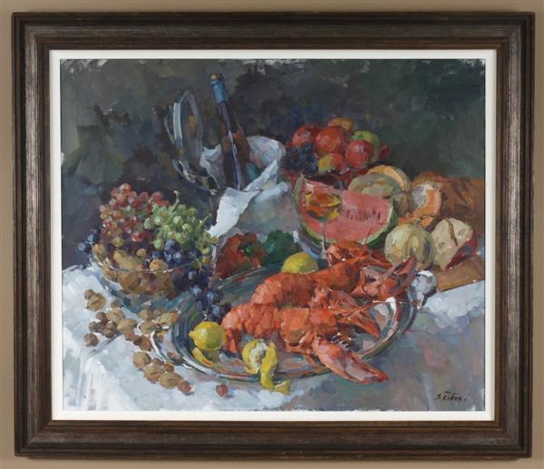 Steven Rettegi | Still Life with Lobster and Fruit (Circa 1965) | MutualArt