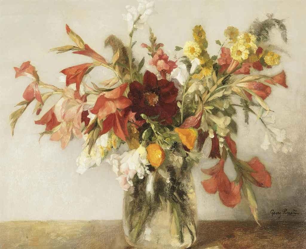 Georg Rueter | A colourful bouquet in a glass vase | MutualArt