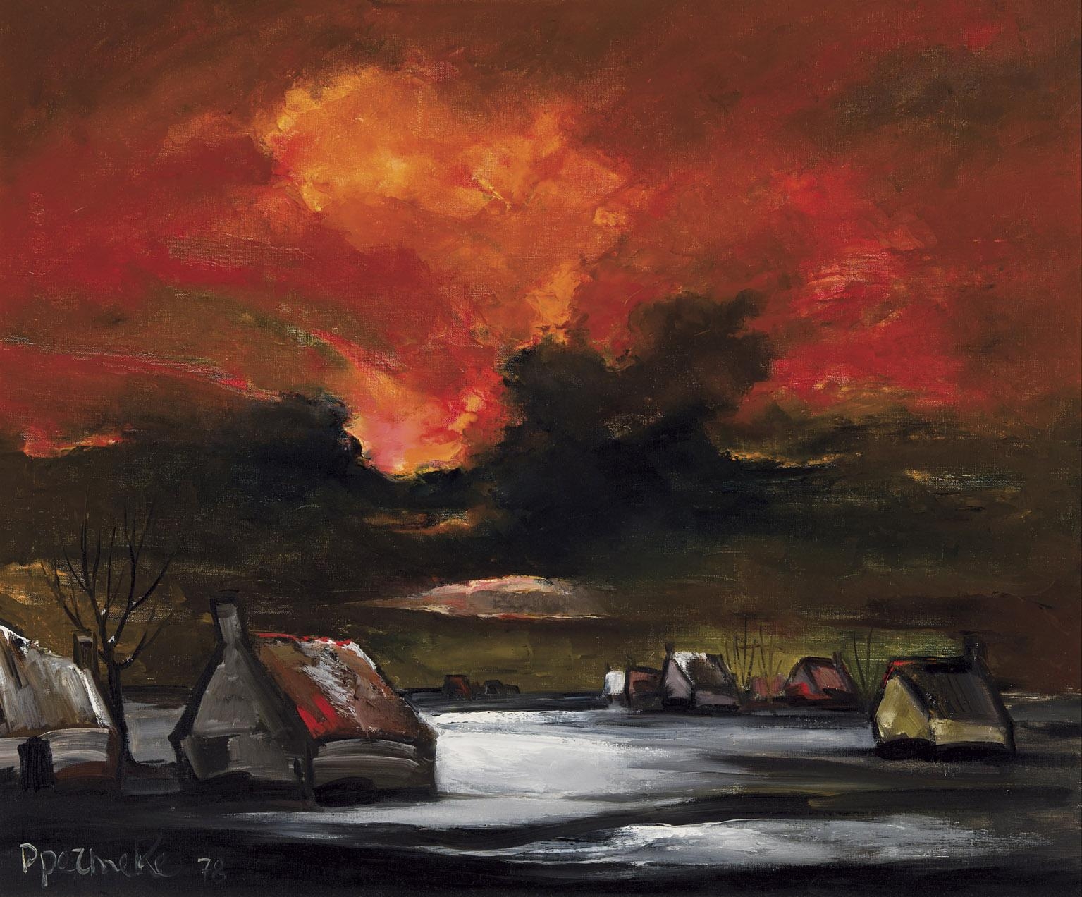 Paul Permeke | LANDSCHAP MET RODE LUCHT (1978) | MutualArt