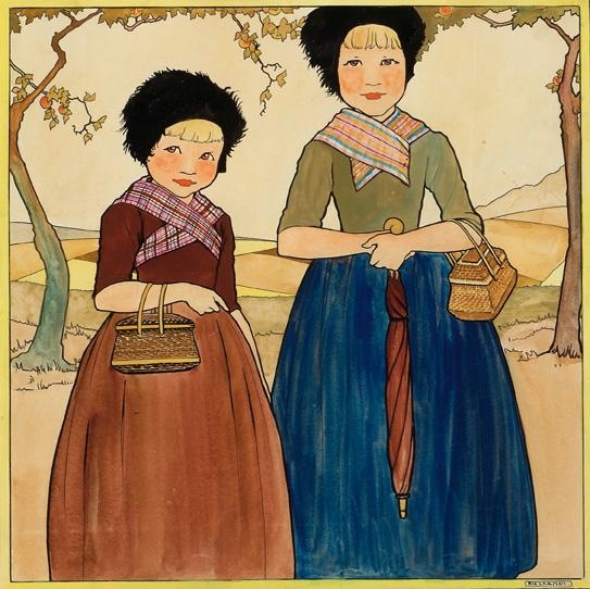 Rie Cramer | Six works : various watercolors of children | MutualArt