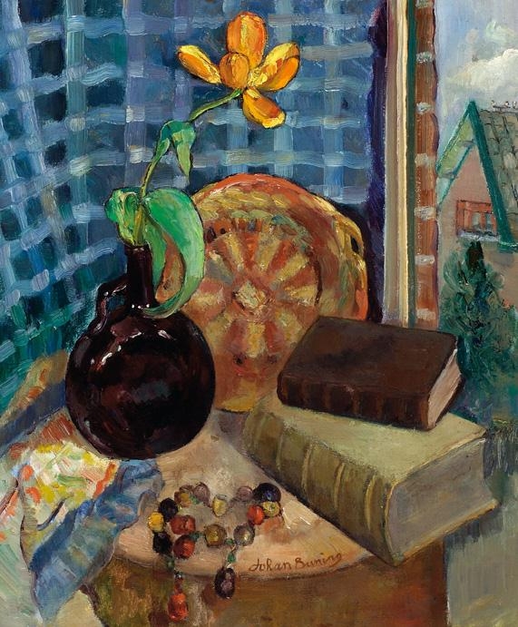 Johan Buning | 'Still life with yellow tulip' | MutualArt