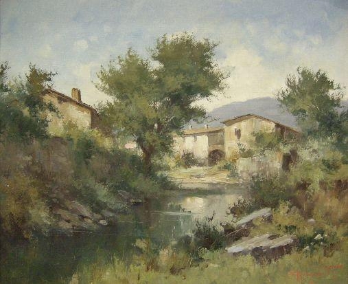 Ercole Magrotti | HOUSES BESIDE A RIVER | MutualArt