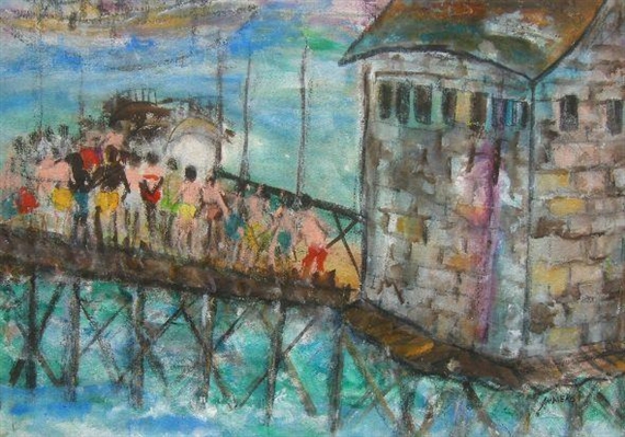 Joe Maseko | FIGURES ON A PIER | MutualArt