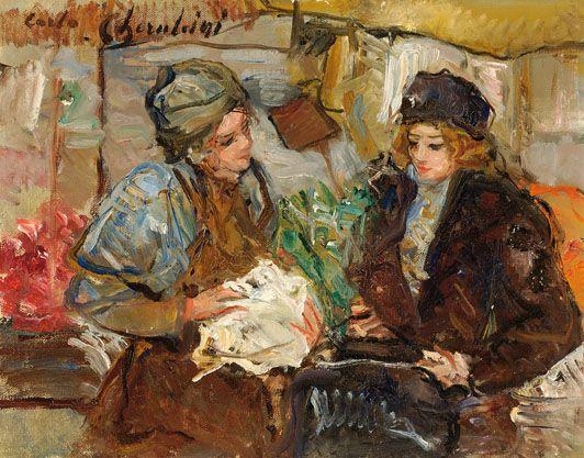 Carlo Cherubini | Two women on a market | MutualArt