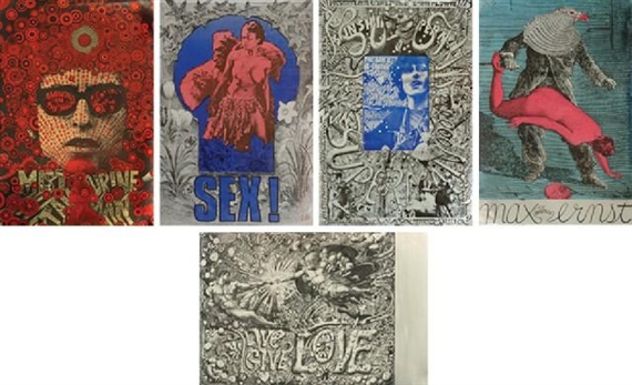 Martin Sharp | Five works: Mr Tambourine Man; Max Ernst - The Birdman ...