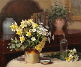Patricia Moran | Interior View with Still Life | MutualArt
